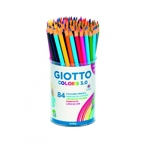 GIOTTO COLORS 3.0 POT 84 CRAYONS DE COULEUR ASSORTIS - boutiquescolaire.com