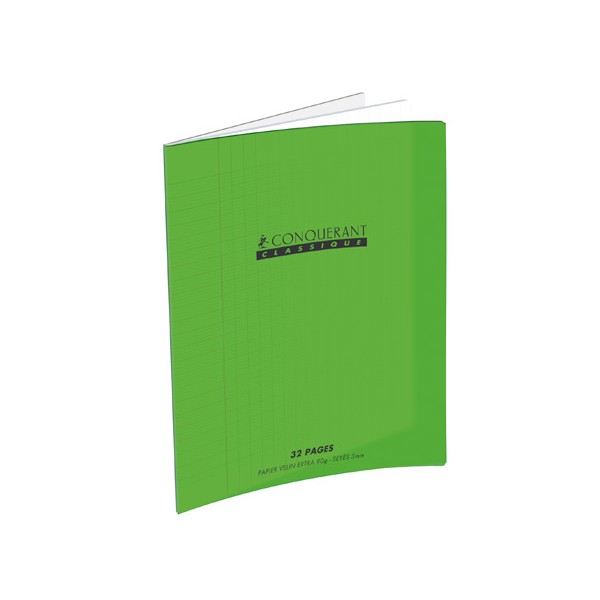 CAHIER POLYPRO VERT 90G 32 PAGES SÉYÈS 3mm 17X22 - boutiquescolaire.com